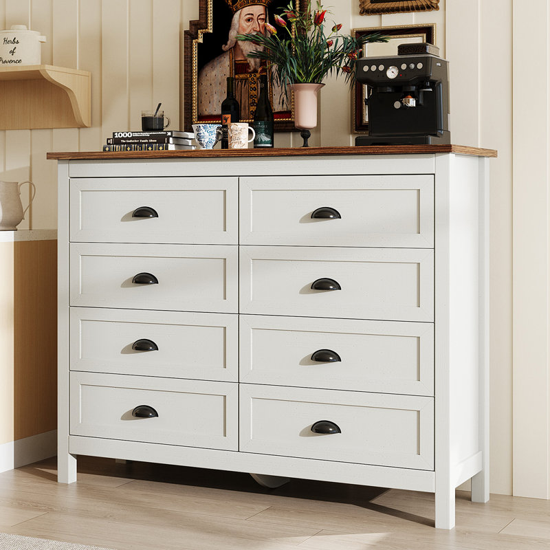 Rheannan 47.2 W 8 Drawer Dresser Winston Porter Color Brown White